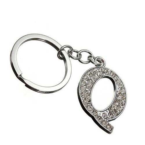 Bling Alphabet Keyring Initial Letter Unisex Rhinestone Inlaid Keychain ...