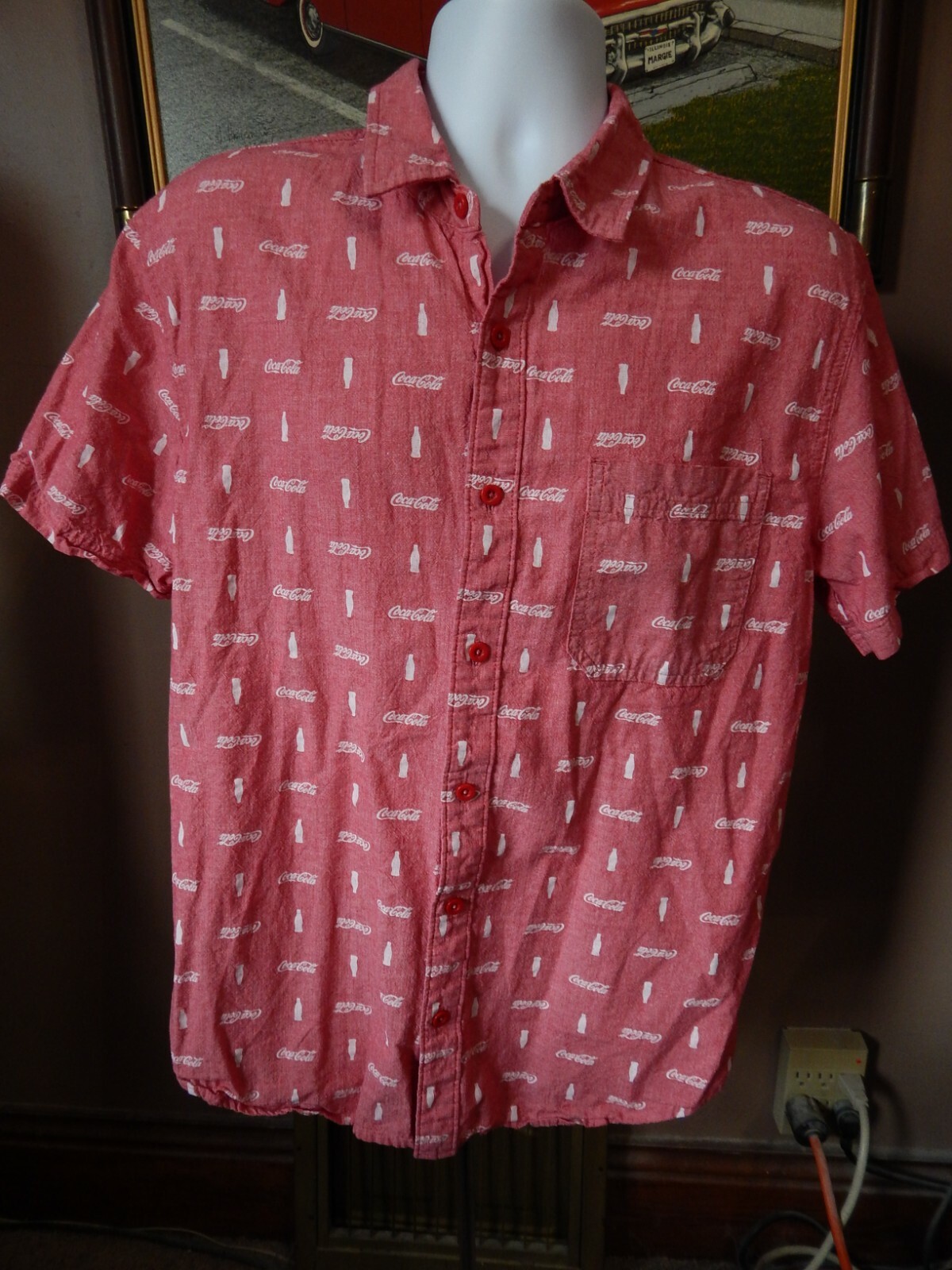 COCA-COLA Script Logo & Bottle All Over Print Red S/S… - Gem