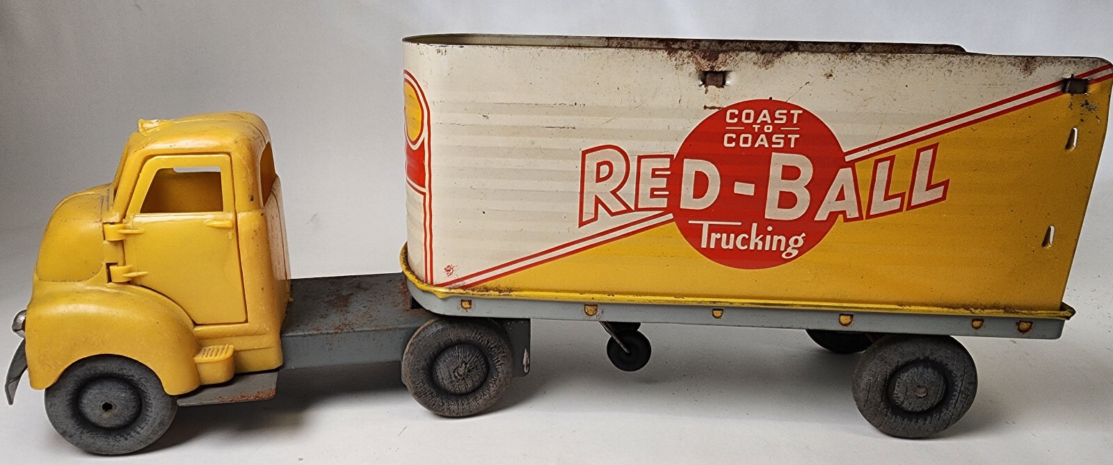 Vintage RARE Banner Plastics Truck & Red Ball Trucking Metal Trailer ...