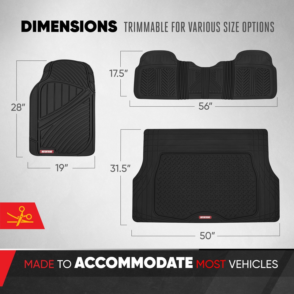 4pc Black FlexTough All Weather HD Rubber Mats Package, Floor Liners ...