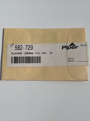 Piper 582-729 - PLACARD: 69669-175. T3 | eBay