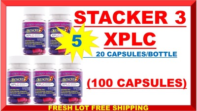 Stacker 3 XPLC 100 Capsules Herbal Dietary 20 ct (Lot of 5X Bottle) 10/ ...