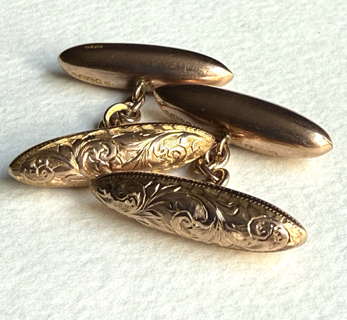 ANTIQUE VICTORIAN 9CT ROSE GOLD ENGRAVED CUFFLINKS. HALLMARKED | eBay UK