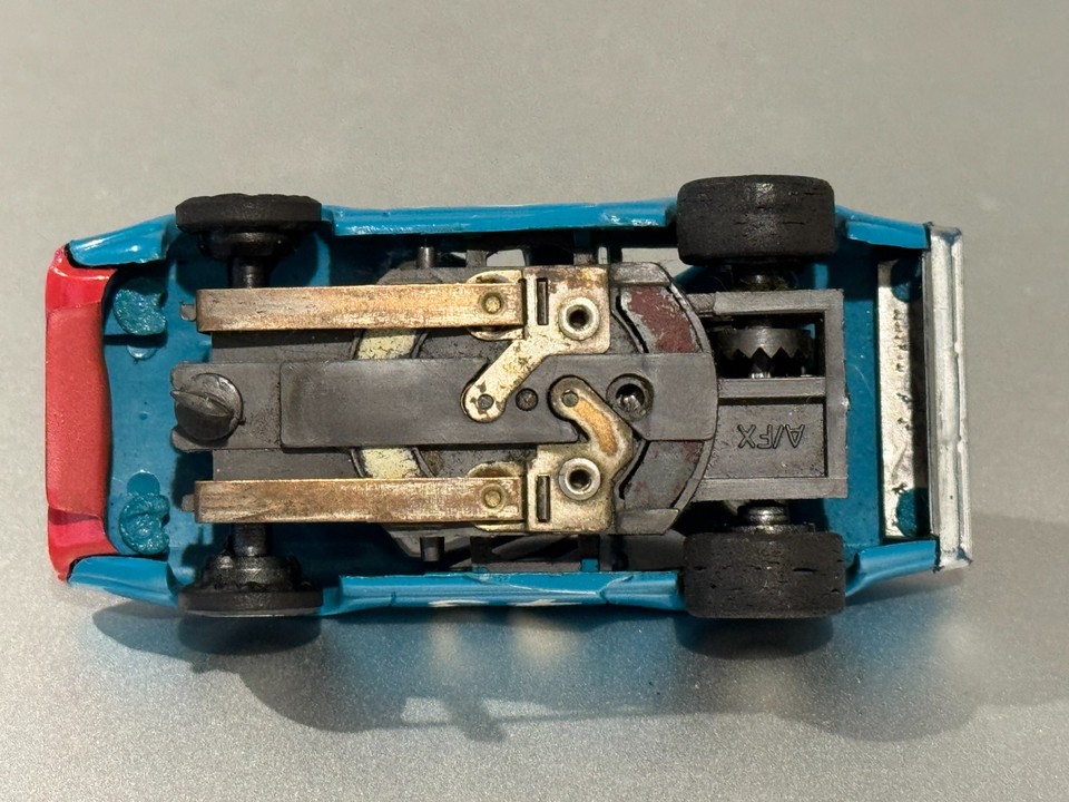 Aurora AFX Magna HO Slot Car Plymouth Road Runner Blue/Red/RED NOSE #43 ...