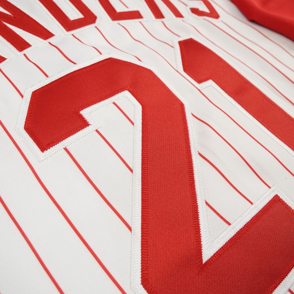 Deion Sanders 1997 Cincinnati Reds Home White Jersey w/ Jackie 50th ...