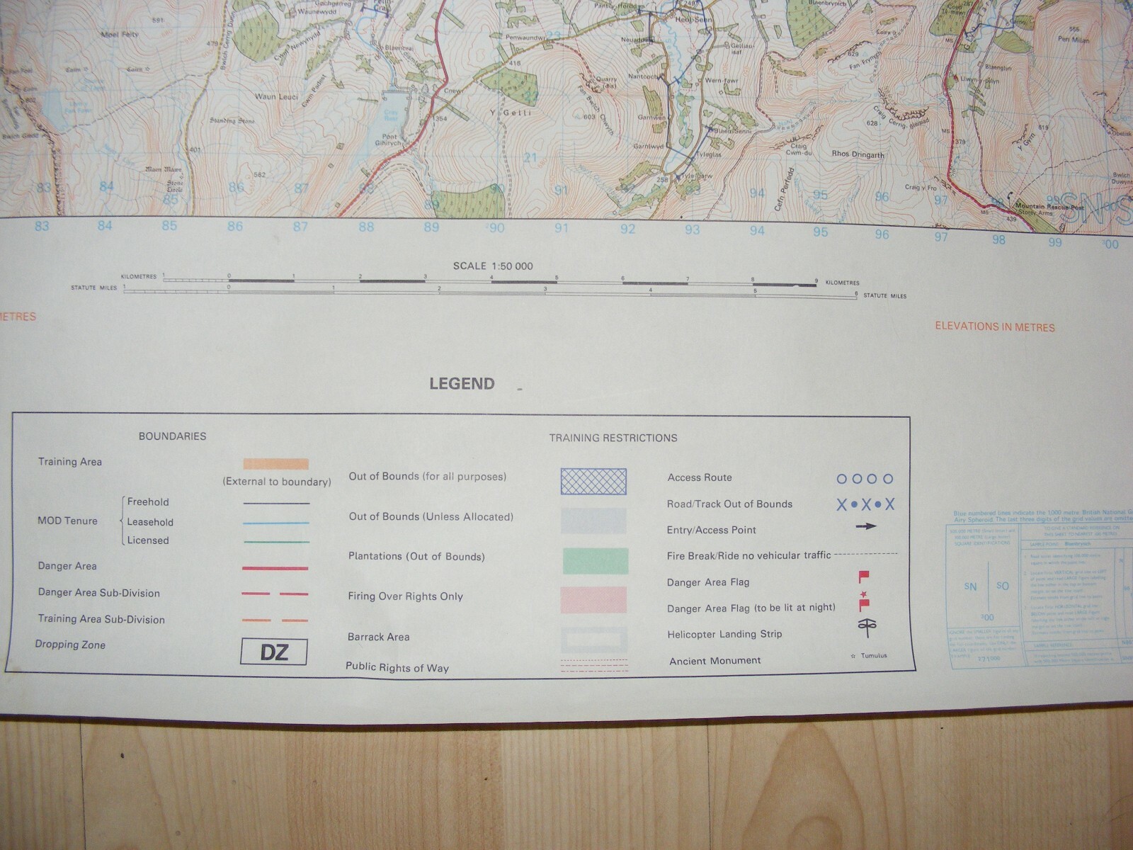 VINTAGE BRITISH ARMY TRAINING MAP SENNYBRIDGE 1988 POSTER SIZE 32.5" X ...