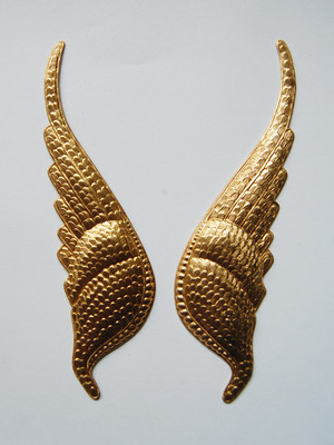 1 PAIR SMALL RAW BRASS METAL ANGEL WINGS STAMPING STEAM PUNK ART CRAFT ...