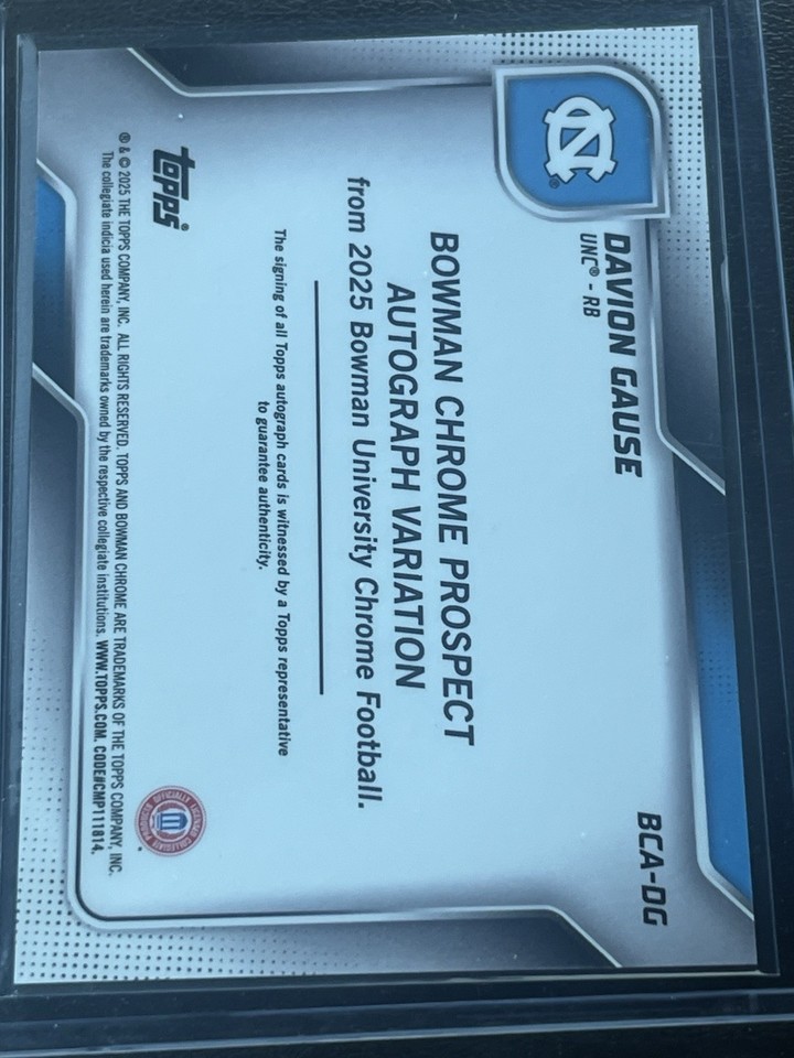 Davion Gause 2025 1st Bowman Chrome University Football Auto Card #BCA ...