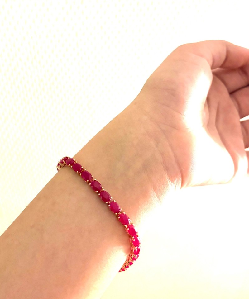 Natural ruby bracelet silver 925 red ruby gift for women stone queen | eBay UK