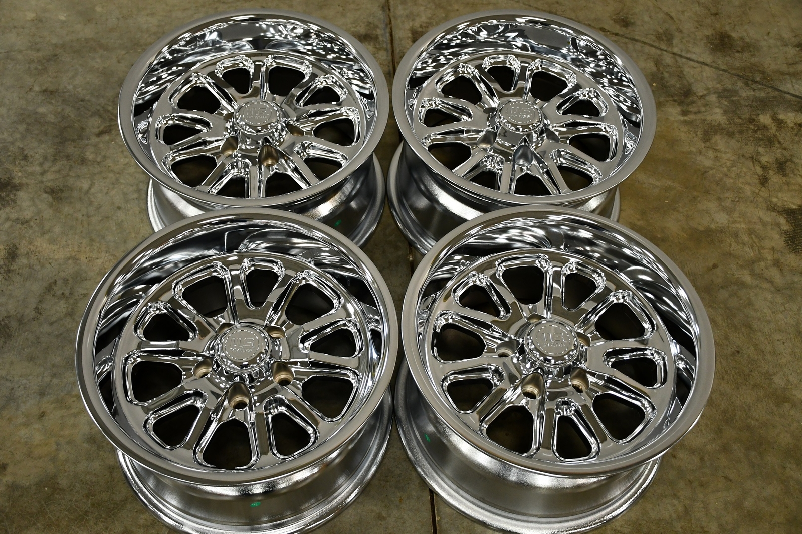 Set 4 US Mag U110 Rambler 15x8 5x4.75 Chrome Plated Wheels 15" 1mm Rims ...