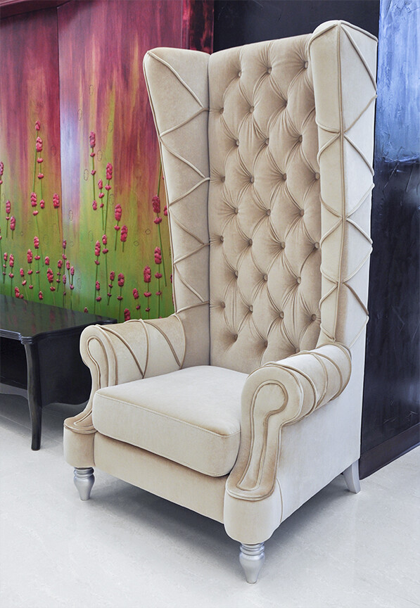 Baroque High Back Chair - Beige Chair | eBay