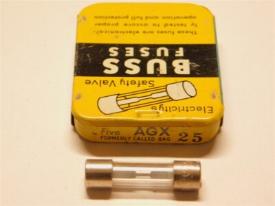 5 Bussmann AGX25 Formally 8AG 25A Fast Acting Glass Cartridge Fuses 1/4 ...