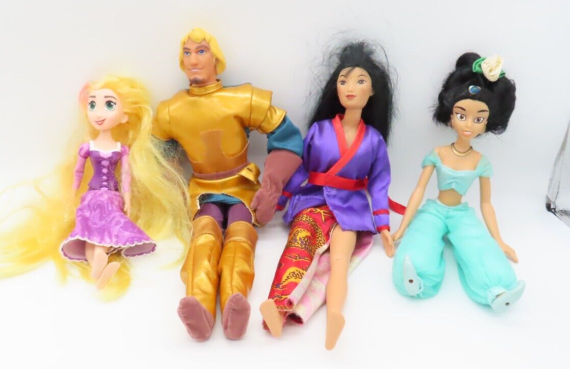 Lot Of 4 Disney Dolls Hunchback Princess Warrior & Jasmine Tangled The ...