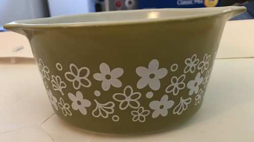VINTAGE PYREX Green Flower 1 QT Round Casserole Dish, Bowl #473 | eBay