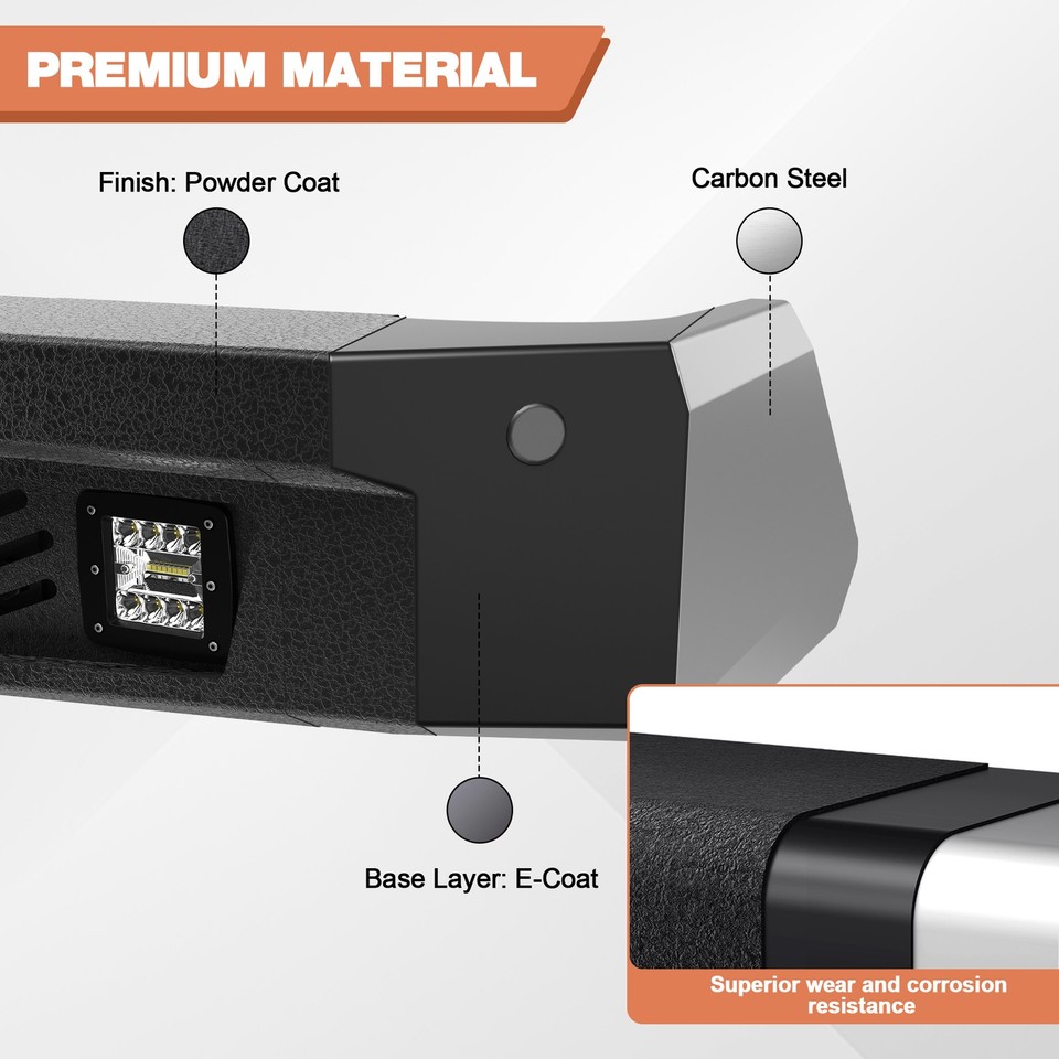 Rear Bumper w/LED Lights & D-rings Sensor Hole For Toyota Tundra 2014-2021 | eBay