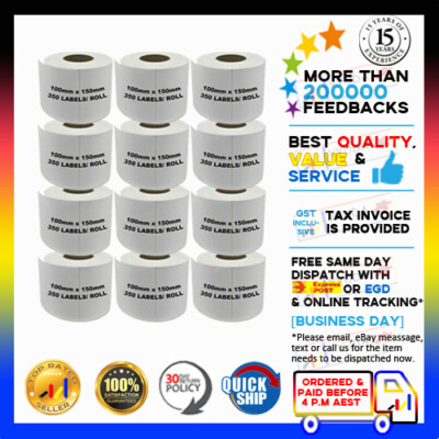 12x Direct Thermal Labels 100x150mm Fastway, Startrack Eparcel Shipping ...