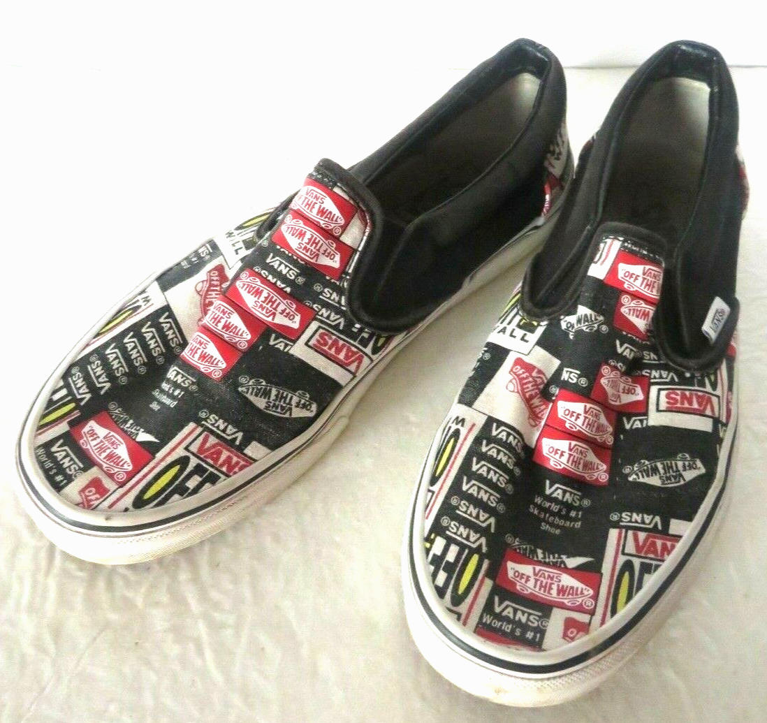 Vans Classic Slip On Label Mix Black/White Skate Shoe Sneaker Men's ...