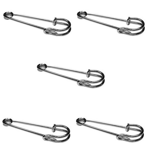 (5) 5" Jumbo Safety Pin 3.7 mm Nickel Plated Heavy Sewing Survival 1st ...