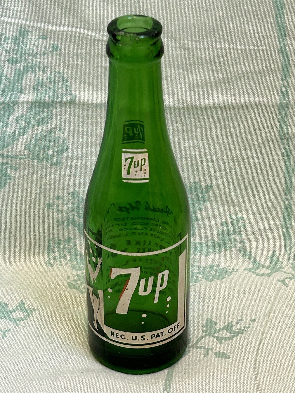 7up Vintage Green Glass Bottle w/ Bubble Swimsuit Girl | eBay