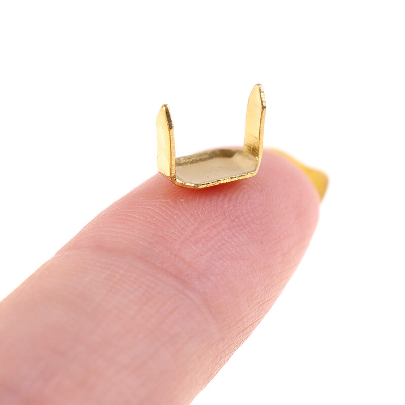 50PCS Brass Leather Staples Two Prong For Belt Loops Keeper Connect ...