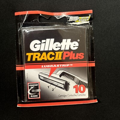 Gillette TRAC II Plus Razor Blade Cartridges Pack of 10 Refills SEALED ...