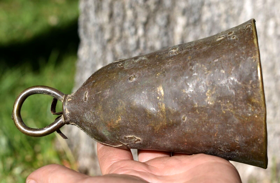 Antique African Chamba Tribal Brass Metal Cattle Cow Bell Benue River ...