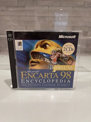 Microsoft Encarta 98 Encyclopedia Deluxe 2-Disc CD-ROM 1997 Windows 95 ...