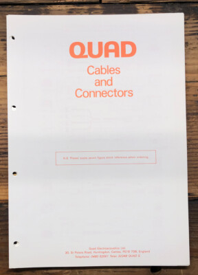 Quad Cables and Connectors 3 pg Illustration Parts List Manual ...