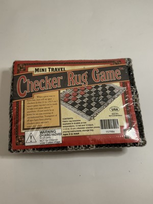 Checkers Mini Travel Checkers Rug Game 12 inch w/ Storage Bag (NEW in ...
