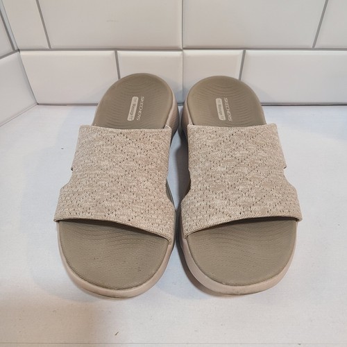 Skechers Go Walk Massage Fit Vogue Sandals Platform Womens Size 8 Beige ...