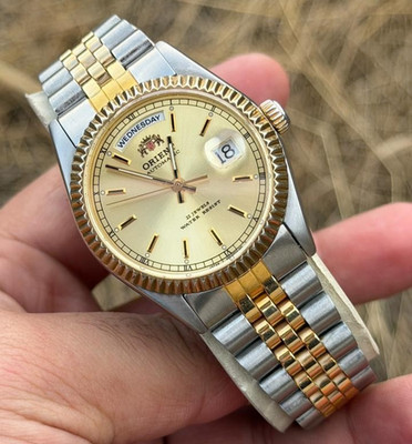 Orient President Fluted Bezel Classic Automatic Sapphire Day/Date Watch ...