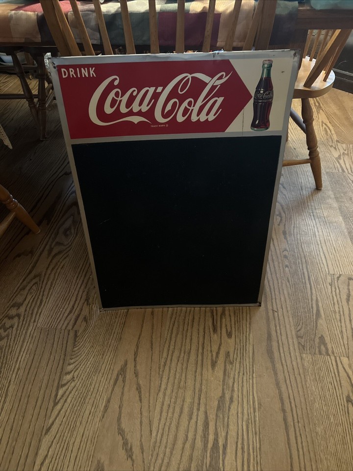 Vintage 1955 COKE Coca ~ Cola Tin Litho Robertson Chalkboard Bottle ...