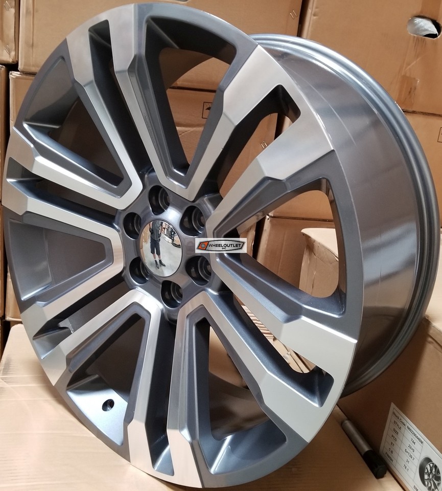 26 GMC Replica Rims Gunmetal Wheels Tires Fit Tahoe Silverado Sierra ...