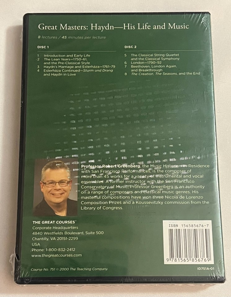 The Great Courses Great Masters Haydn His Life and Music DVDs Guidebook ...