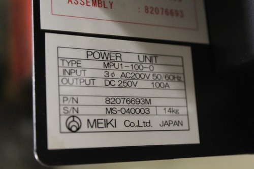 MEIKI SERVO POWER SUPPLY UNIT MPU1-100-0 MPU11000 82076693M 200V 250V ...