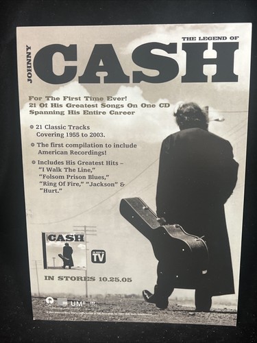 THE LEGEND OF JOHNNY CASH 5" x 7" VINTAGE 2005 Promo Card/HANK WILLIAMS ...