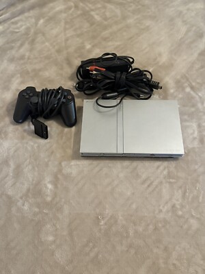 Sony PlayStation 2 Slim Silver Console PS2 Tested WORKS SCPH-77001 ...