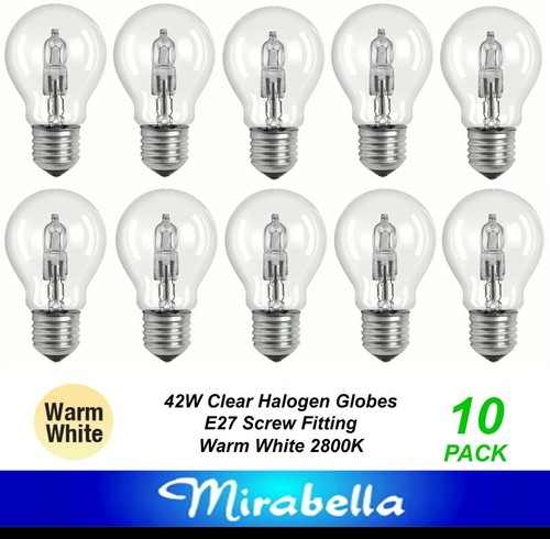 10 x 42W Clear GLS Halogen Light Globes Bulbs Lamps Edison Screw E27 ...
