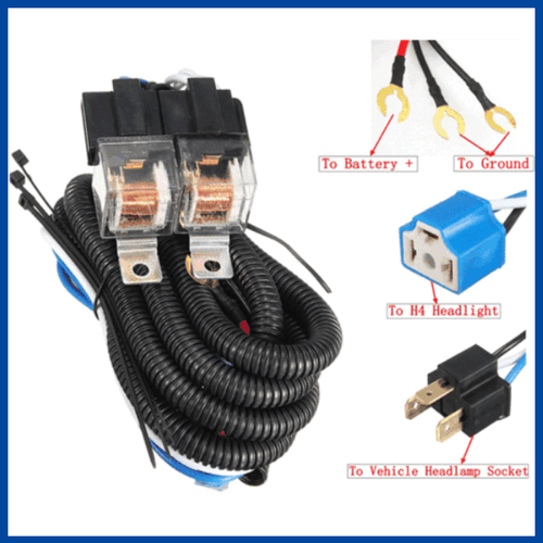 12V H4 Negative-Switched Headlight Driving Lamp 80A Relay Wiring ...