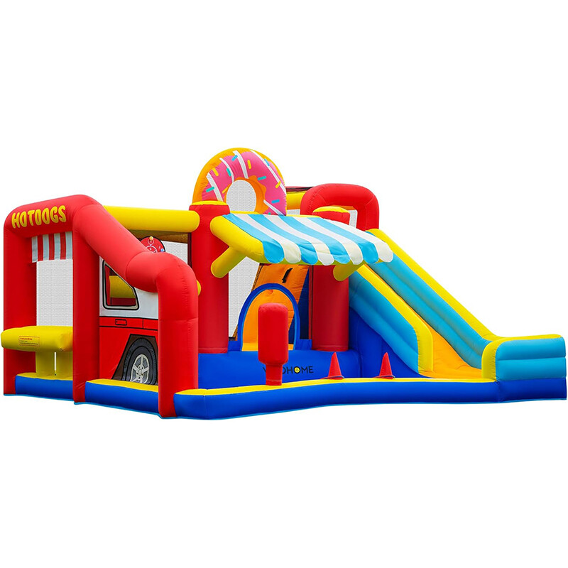 Inflatable Bounce House Bouncer for Kids w/ Toy Market Stand & Slide ...