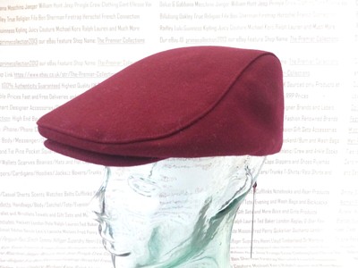 Ted Baker Flat Cap Mens Flannel Beret Dark Red Hat Sizes S-M / M-L Caps ...