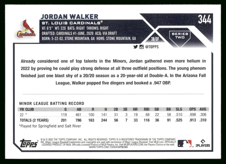 2023 Topps #344 Jordan Walker | eBay