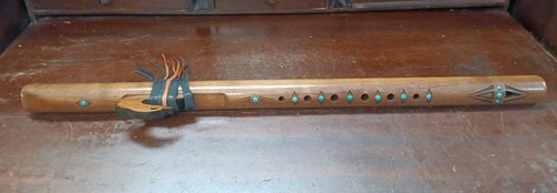 High Spirits Vintage 23.5" Native American Wooden Flute Key G Handmade ...