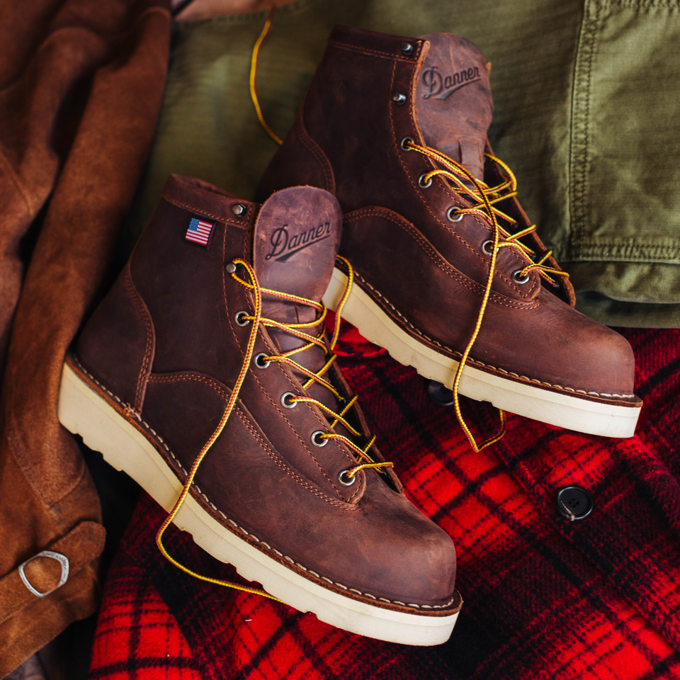 DANNER Bull Run 6" Men's Brown Wedge Work Boots 15552 Plain Toe [ALL ...