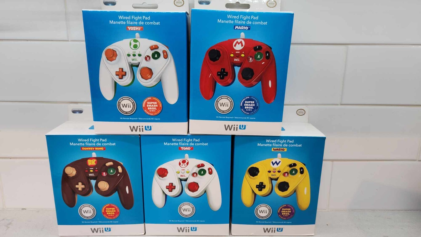 5 PDP Wii Mario DK YOSHI WARIO Wired Fight Pad Controllers NEW FREE ...