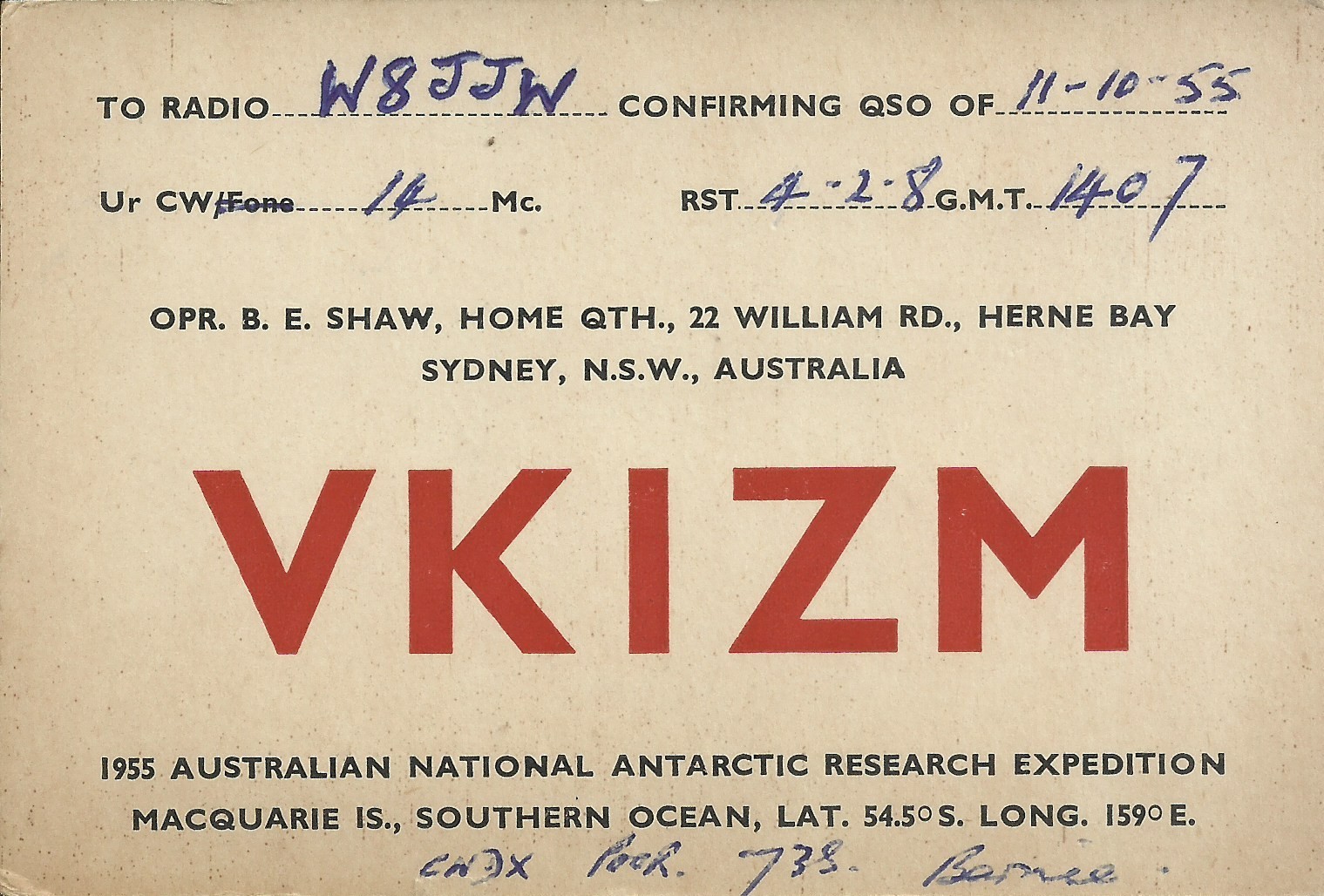 OLD VINTAGE VK1ZM SYDNEY NEW SOUTH WALES AUSTRALIA AMATEUR RADIO QSL ...