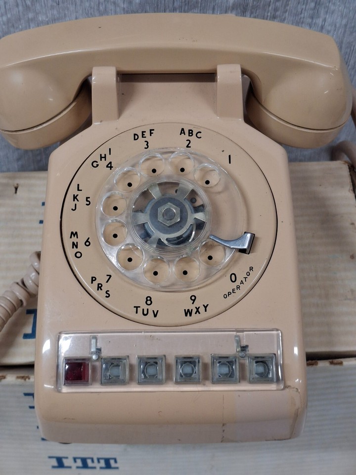 Vintage ITT Beige Multi-Line Rotary Desk Table Top Phone | eBay