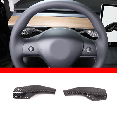 Real Carbon Fiber Steering Wheel Paddle Shift Trim-Cover For Tesla ...