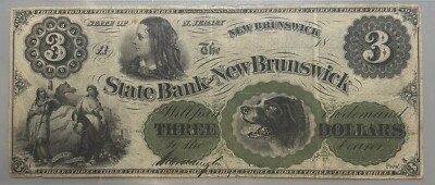 NEW JERSEY, STATE BANK AT NEW BRUNSWICK $3 OBSOLETE BANK NOTE | eBay