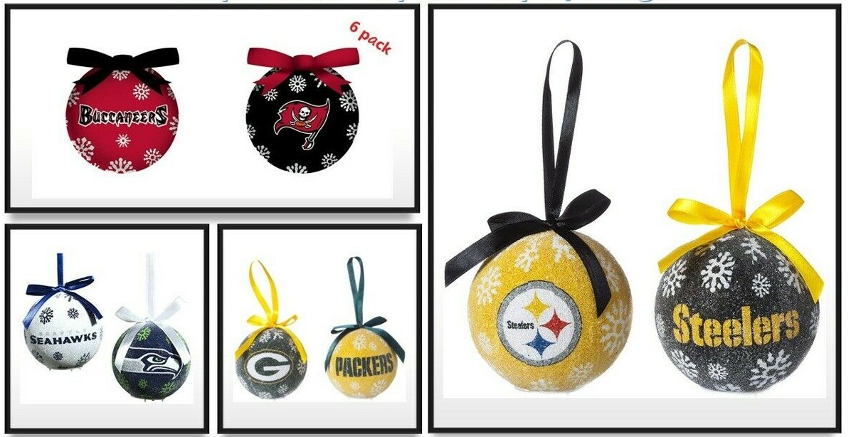 NFL Official LED Light up Christmas Holiday Box Set Ornaments - Set of ...